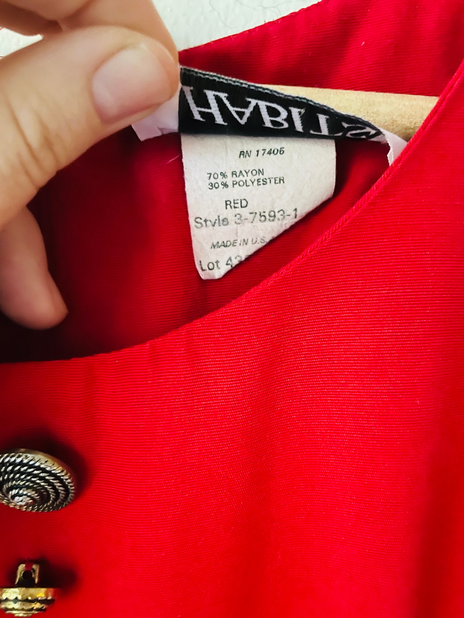 Vintage Habits Dress | 1990s | Red Dress | Button Detailing | Romantic ...