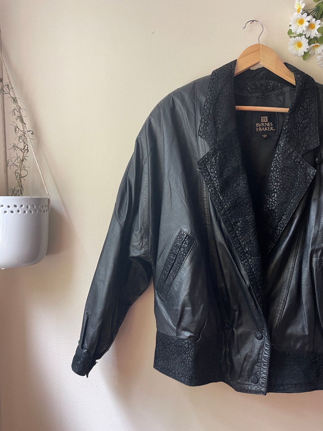 Vintage Byrnes & Baker Jacket 1980s Black Leather - Etsy
