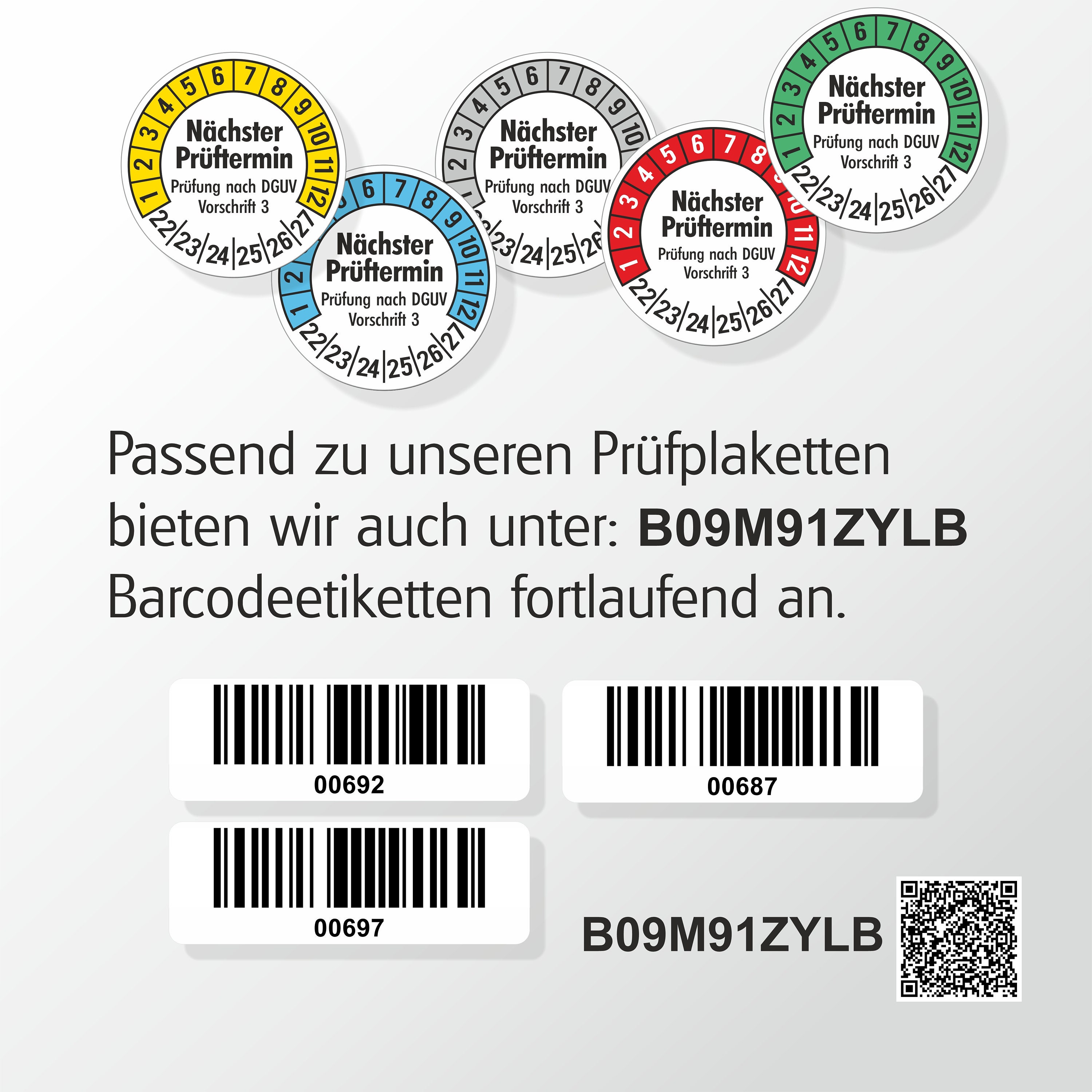 112 Test Stickers 20mmØ DGUV V3 next Test Date 2022-2027, Self-adhesive ...