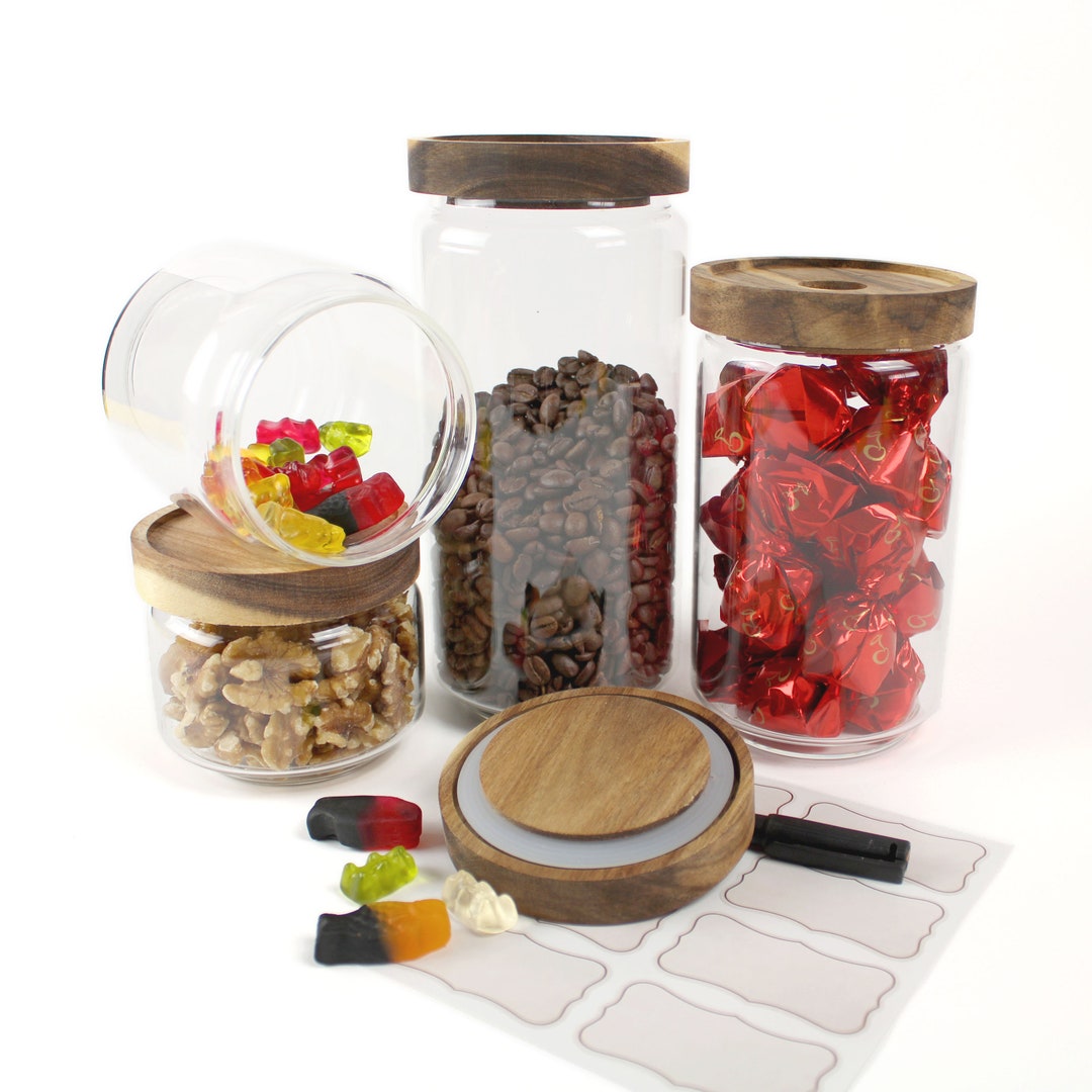 Storage Jars Lid Set 4 Pieces Storage Flour Cereal Tea - Etsy