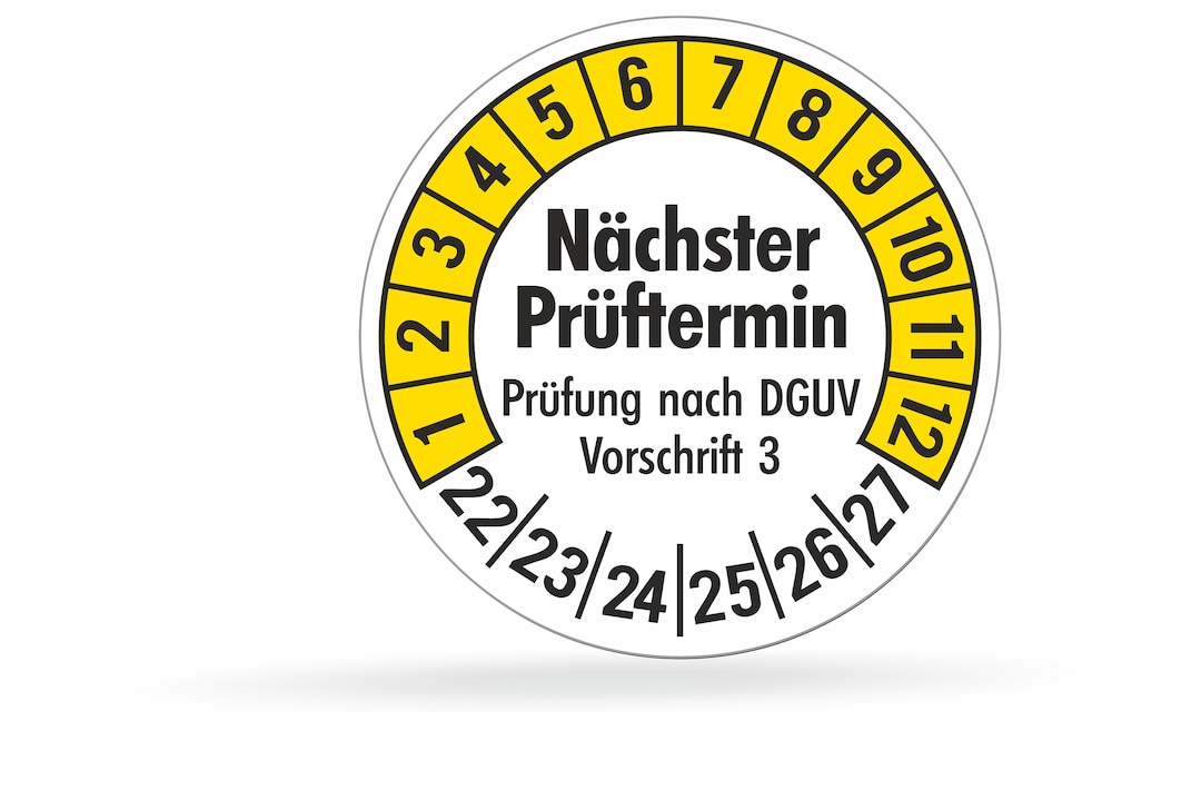 112 Test Stickers 20mmØ DGUV V3 next Test Date 2022-2027, Self-adhesive ...