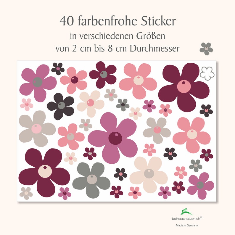 40 Blumenaufkleber Prilblumen Set für Küche, Hippie Blumen, Blümchen ...