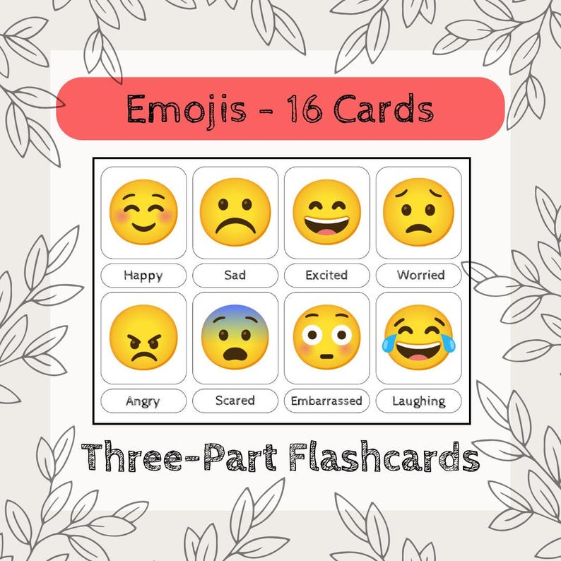 Emoji Emotions Flashcards | Feelings Cards | Social Emotional Learning | Kids Emotion Matching ...