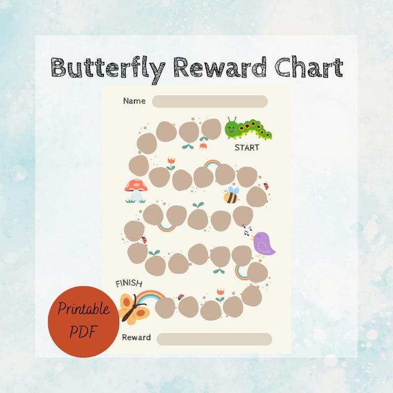 Butterfly Reward Chart Printable | Toddler & Preschool Chore Chart ...