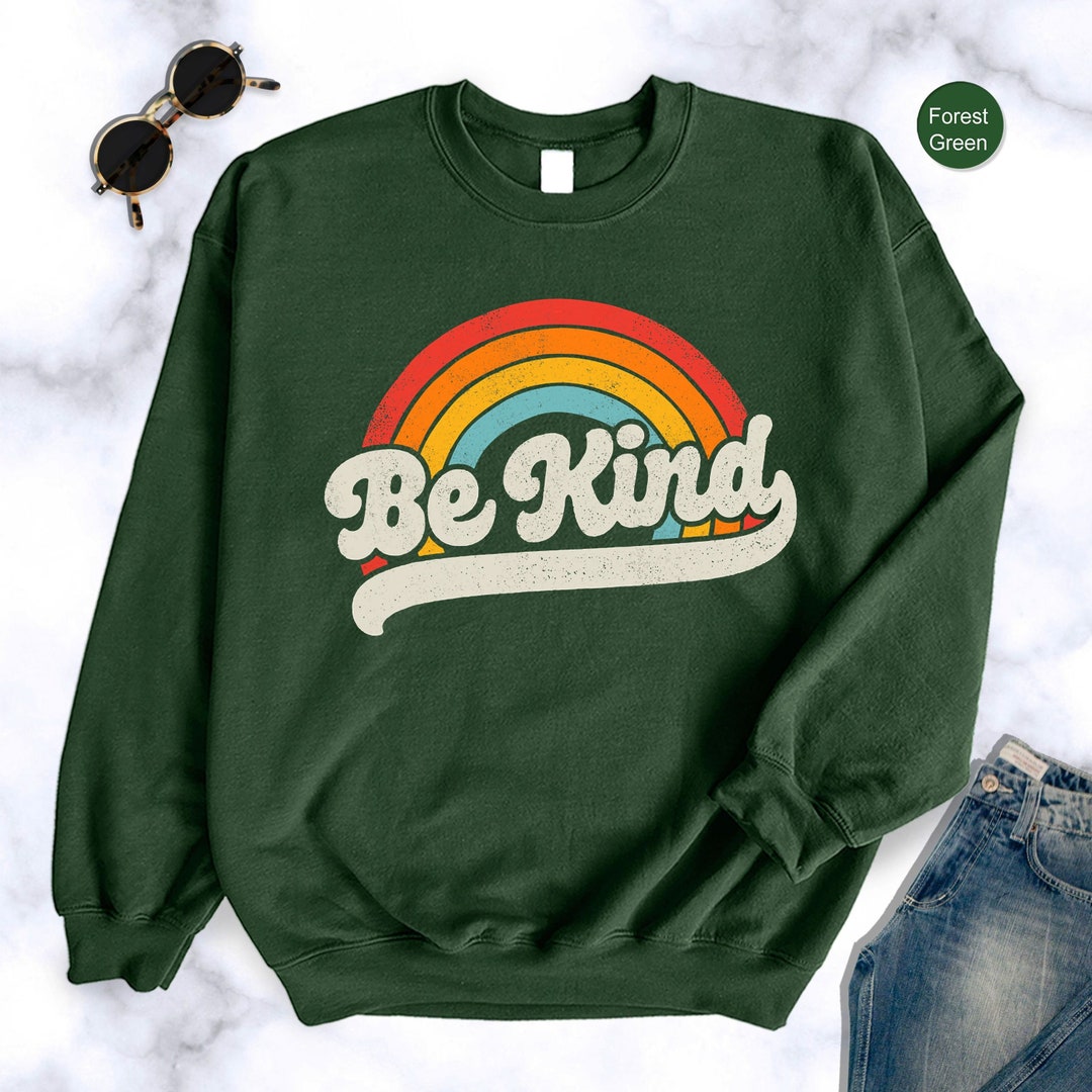 Retro Be Kind Sweatshirt Be Cool Be Kind Retro Rainbow - Etsy