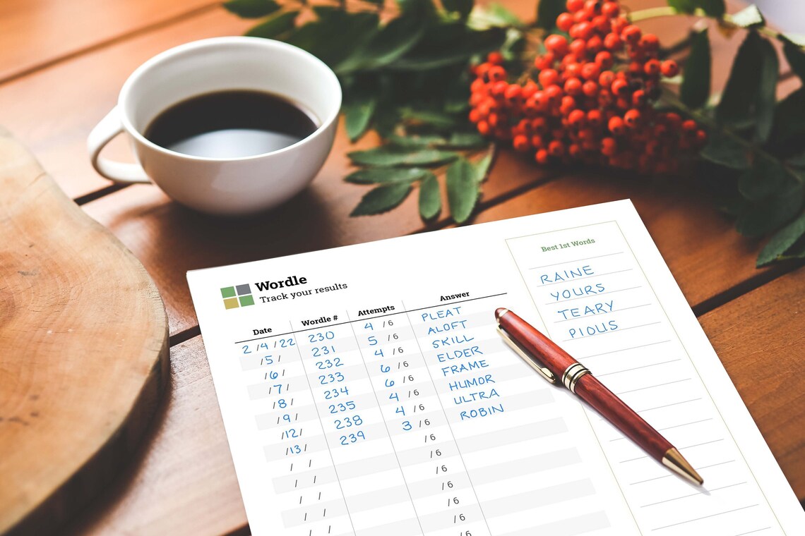 Wordle Worksheets | Game Strategy Helper, | Daily Log, Tracker ...