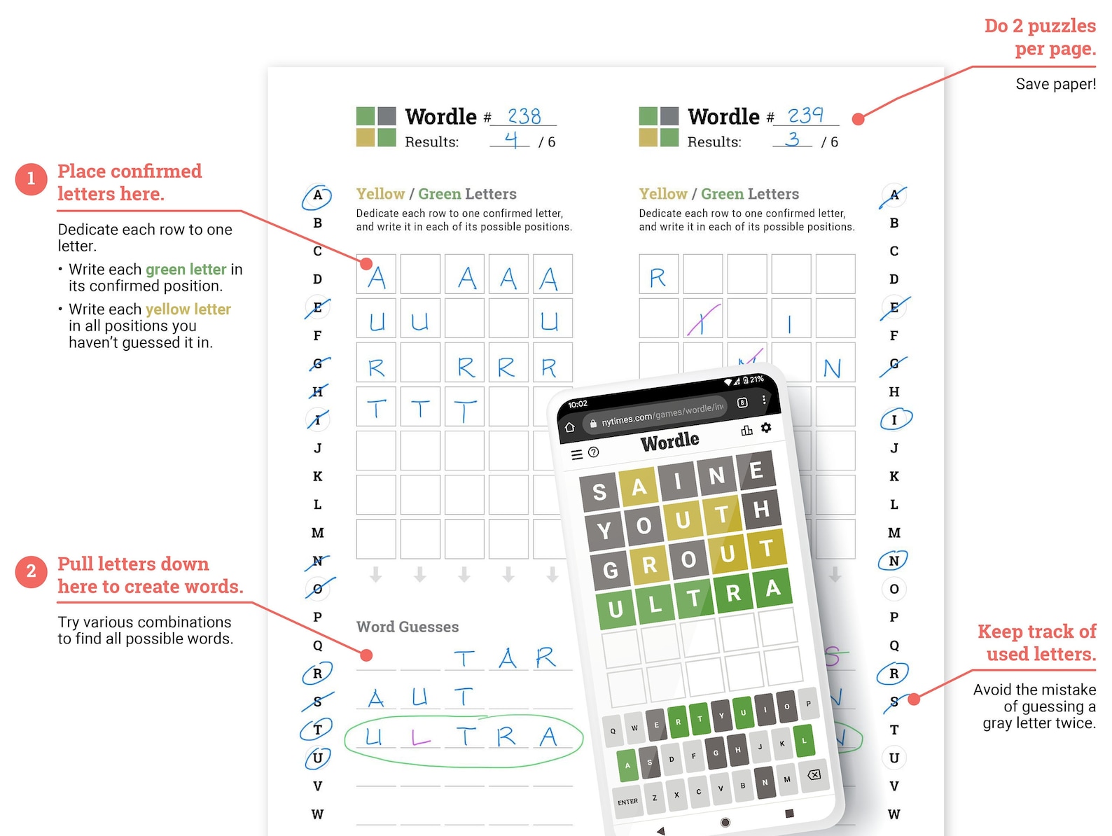 Wordle Worksheets | Game Strategy Helper, | Daily Log, Tracker ...