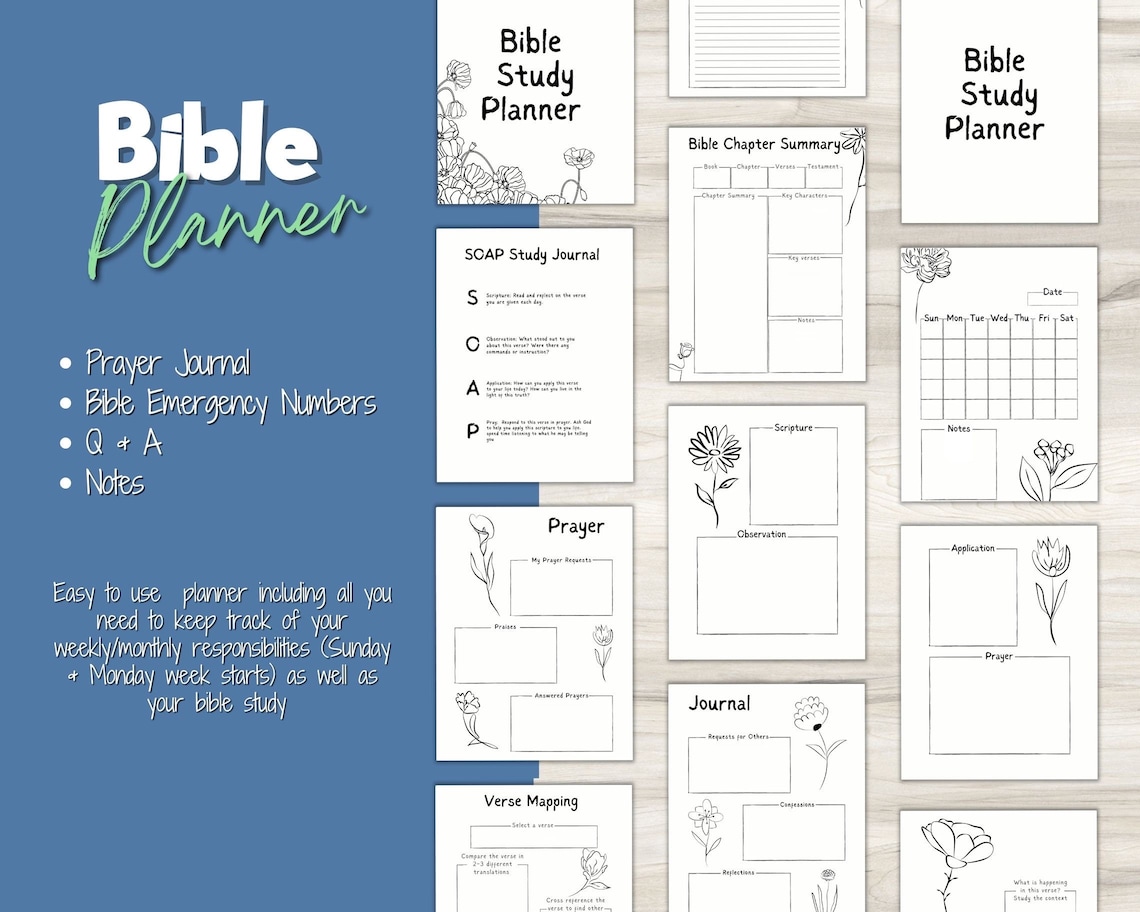 Printable Bible Study Bible Study Planner SOAP Study Method Verse ...