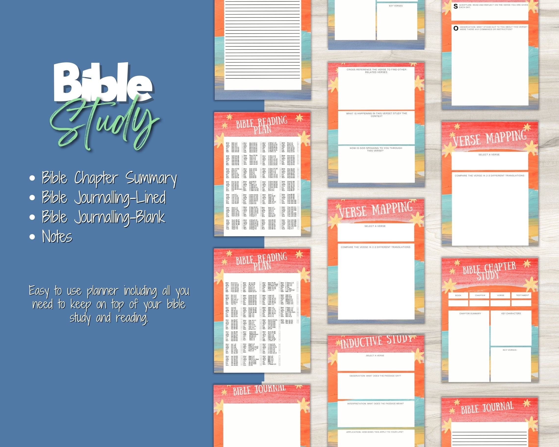 Printable Bible Study Planner Bible Reading Guide Verse - Etsy