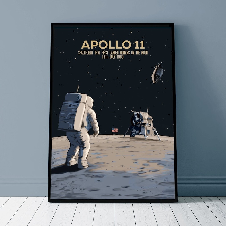 Moon Poster Apollo 11 Apollo 11 Poster Space Wall Decoration - Etsy