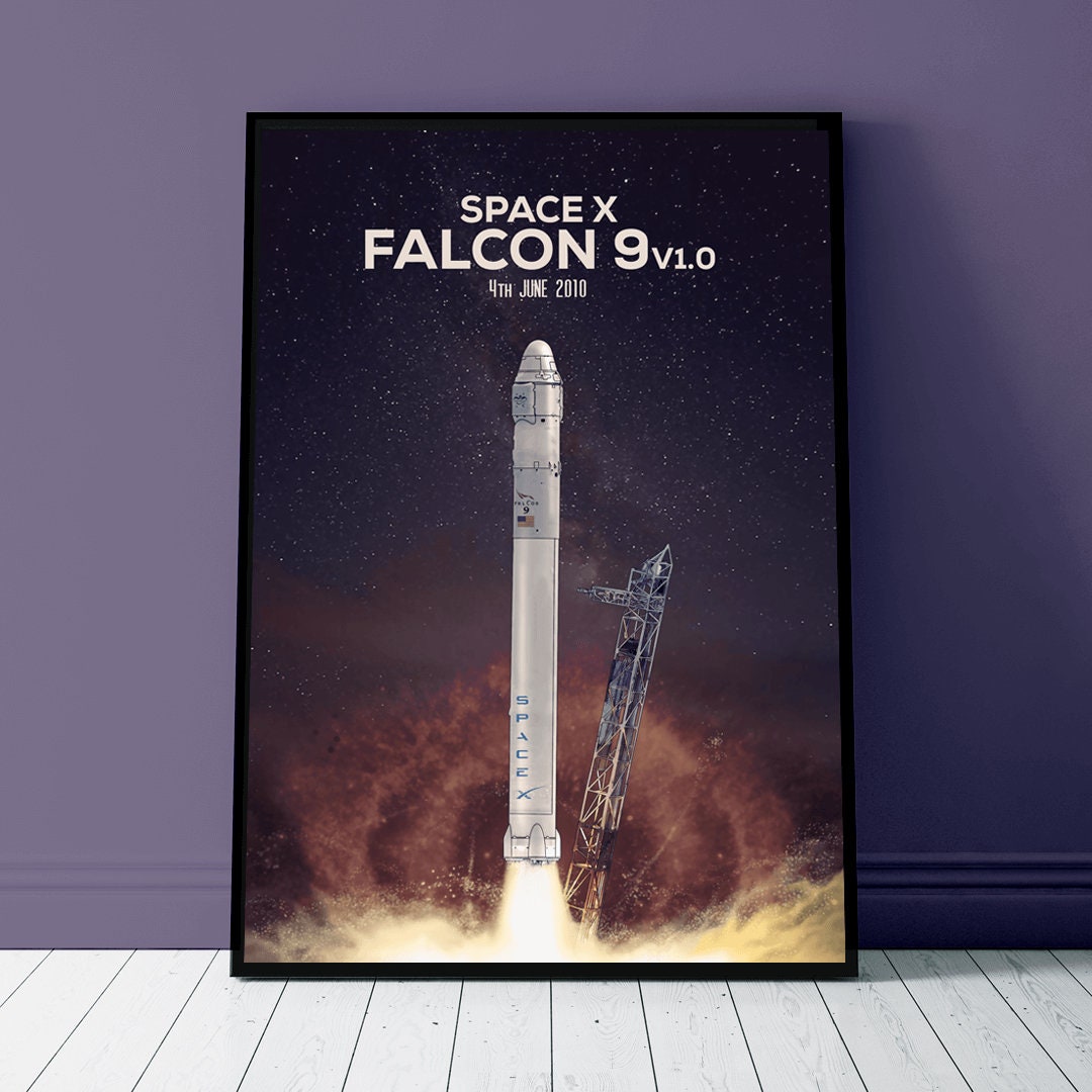 Falcon 9 Poster | Spacex Elon Musk Space Poster | Spacex Falcon 9 ...