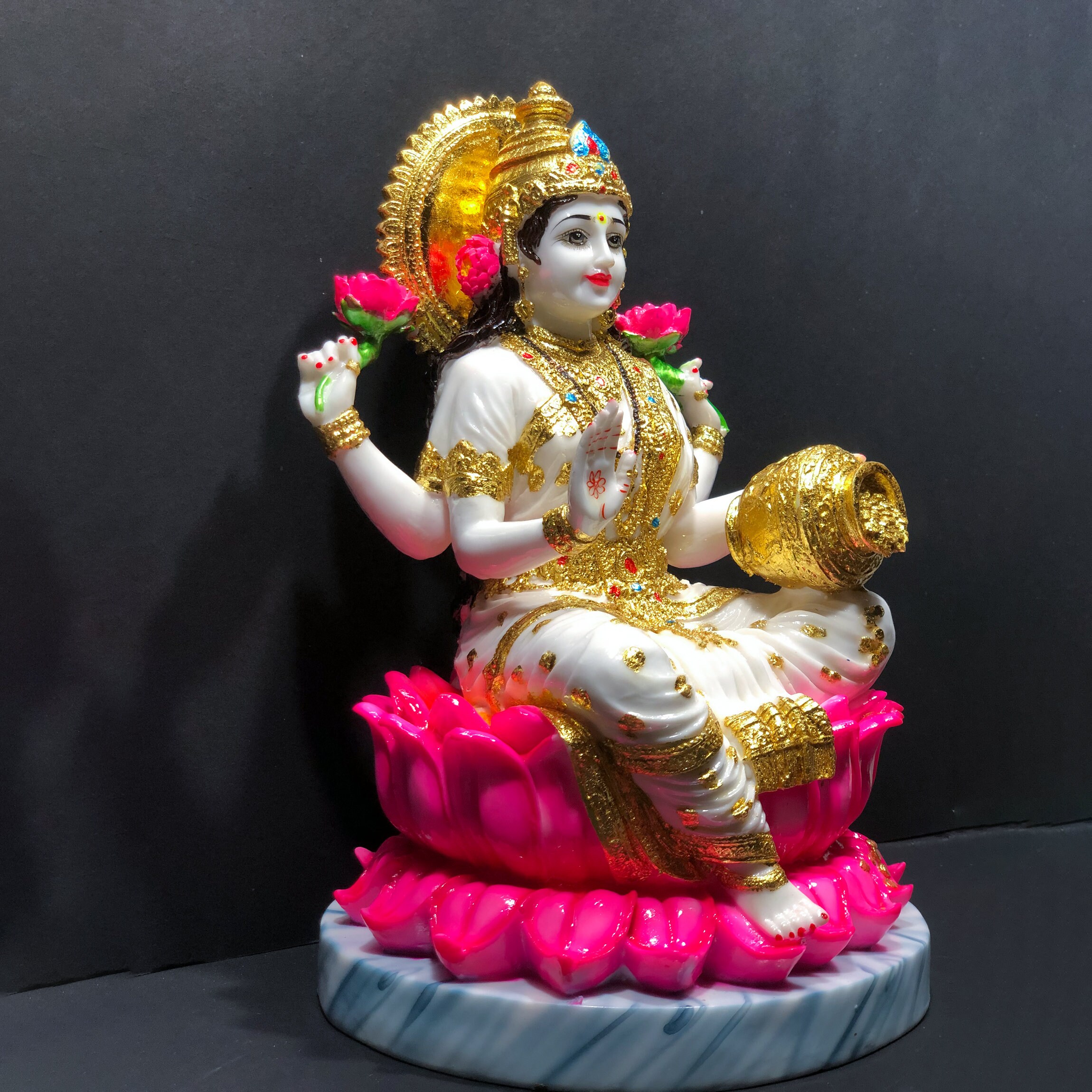 Godess Lakshmi Seating on Lotus, Hindu Goddess of Wealth, Fortune ...