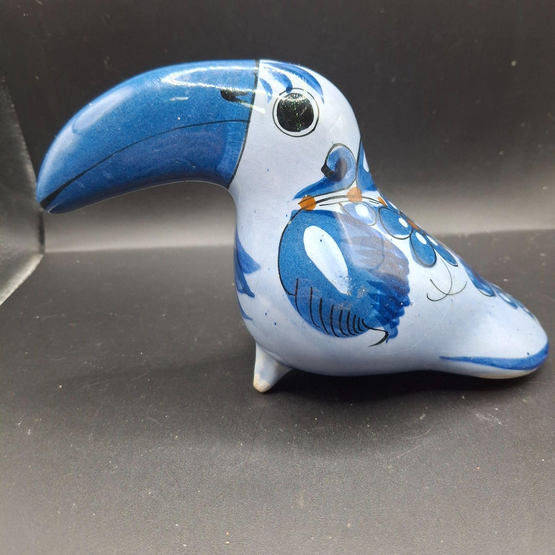 Ken Edwards Hand-painted Mexican Ceramic Toucan Bird Figurine Floral ...
