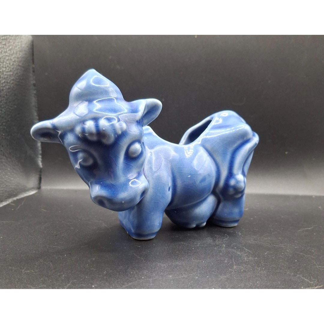 Mccoy Blue Ceramic Cow Planter Figurine Collectible Farmhouse Kitchen ...