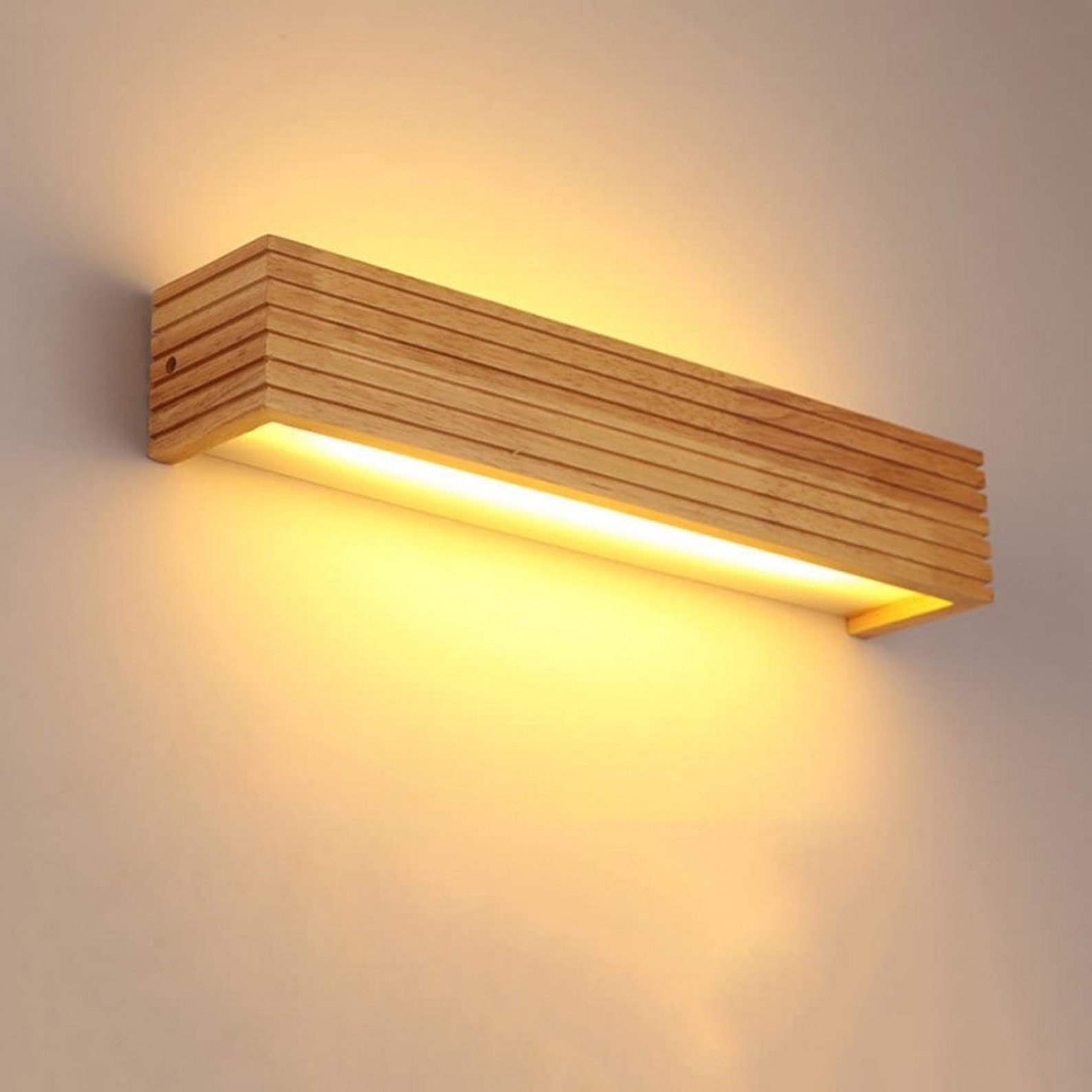 Wall Lamp Handmade. Teak Wooden Lamp. Wood Lamp. Wall Light. Minimalist ...