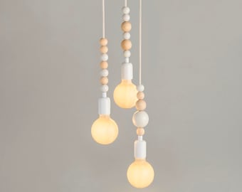 Wood Bead Ceiling Light - Etsy