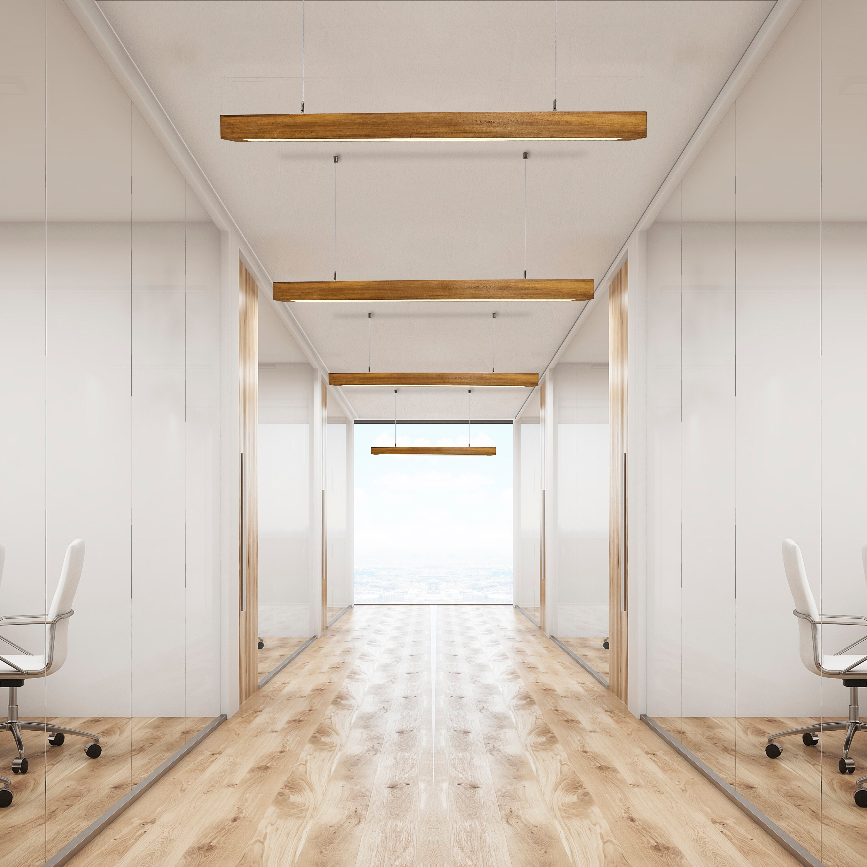 Wood Linear Suspension Chandelier, Pendant Light Led Lighting ...