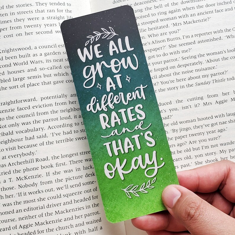Growth Mindset Bookmark, Calligraphy Motivational Quote, Gift for Book ...