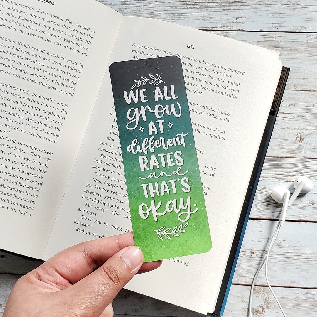Growth Mindset Bookmark, Calligraphy Motivational Quote, Gift for Book ...