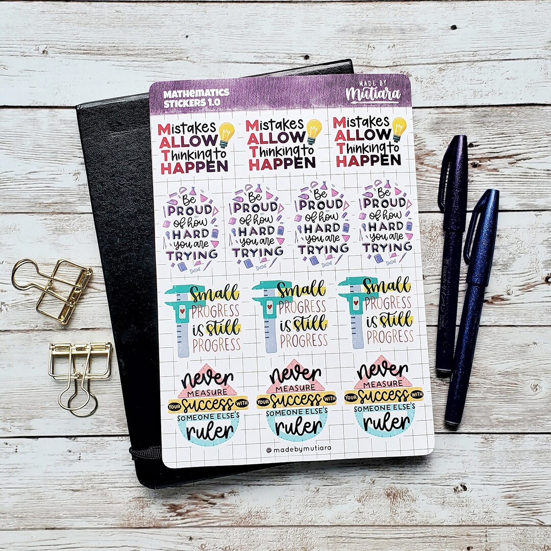 Math Sticker Sheet - Math Teacher Gift for Class Encouragement, A5 ...