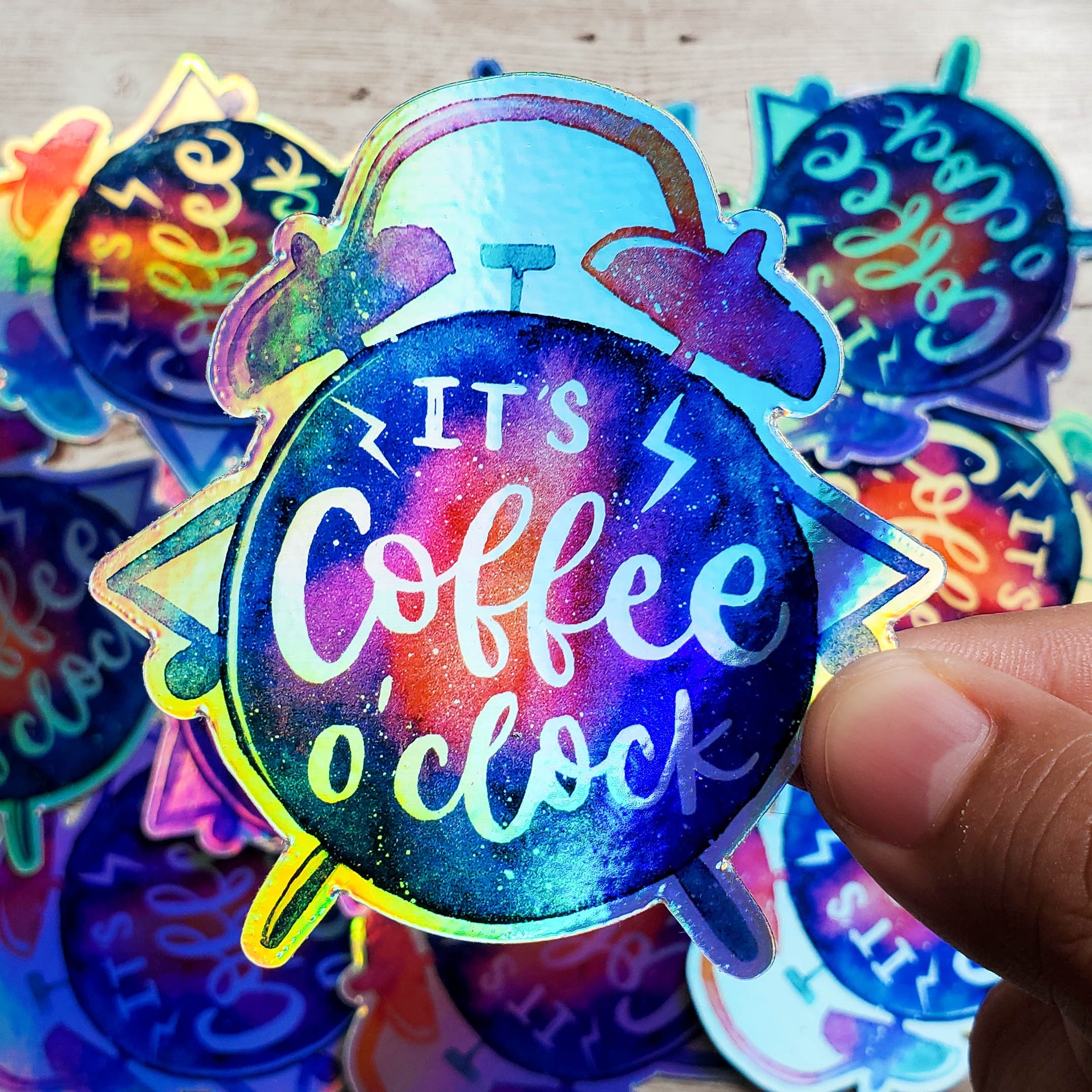 Holographic Coffee Sticker, Gift for Coffee Lovers, Coffee Laptop ...