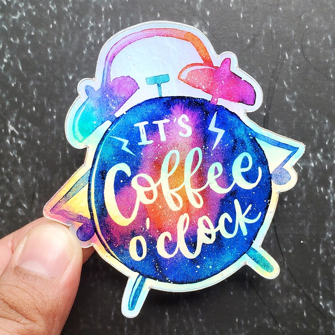 Holographic Coffee Sticker, Gift for Coffee Lovers, Coffee Laptop ...