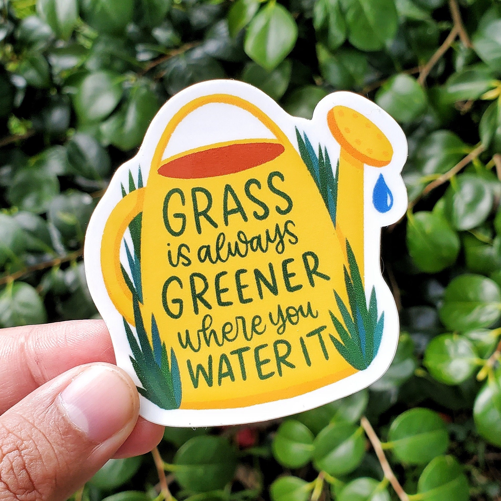 Grass is Greener Sticker Greenery Vinyl Decal Gift for - Etsy