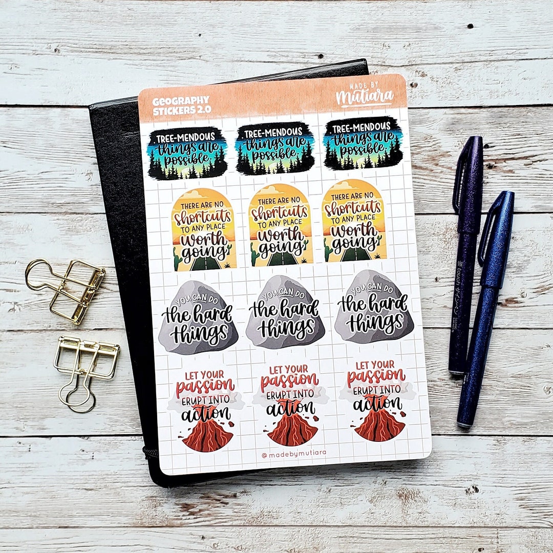 Geography Sticker Sheet - Geography Teacher Gift for Inspiration, A5 ...