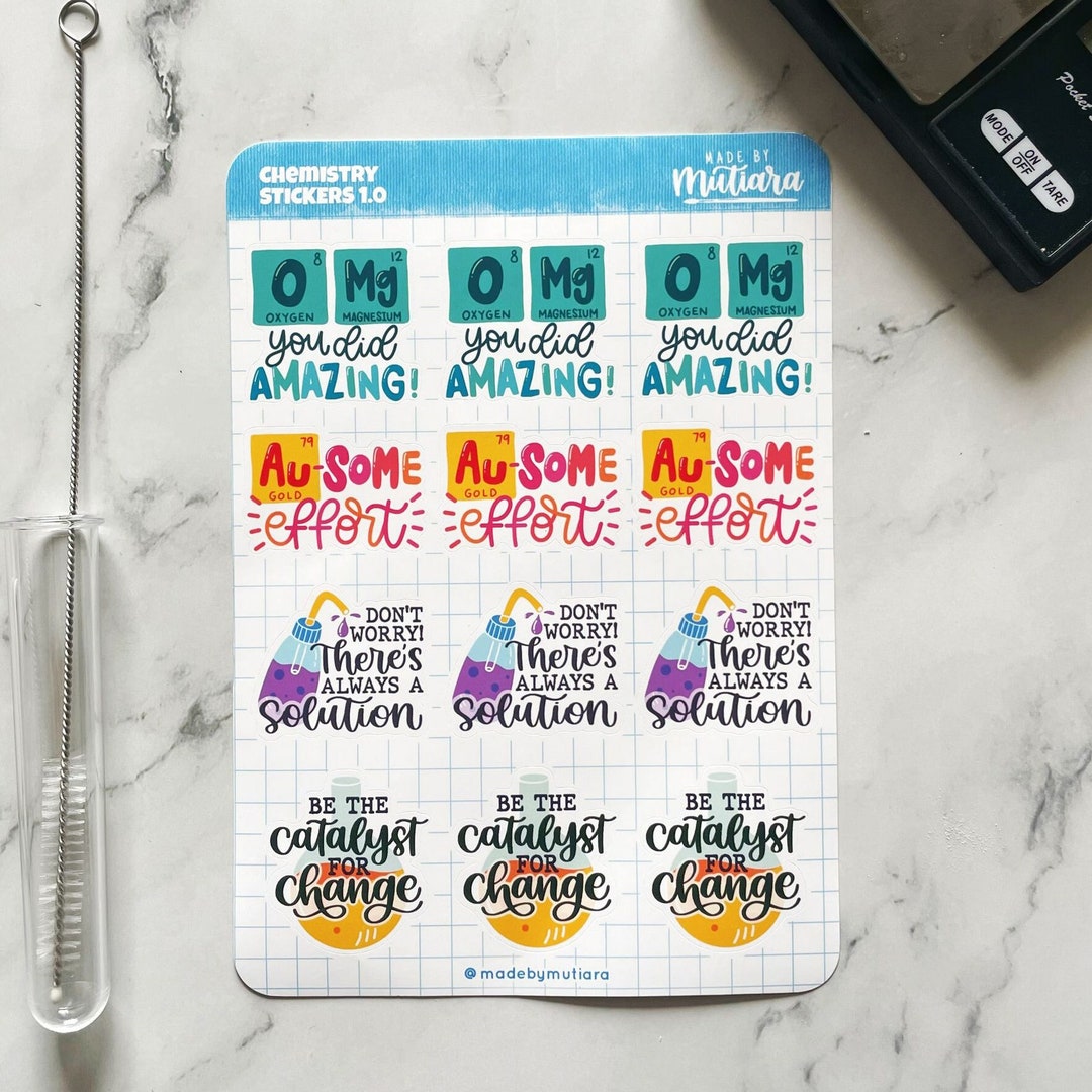 Chemistry Sticker Sheet - Science Stickers for Planner Journal ...