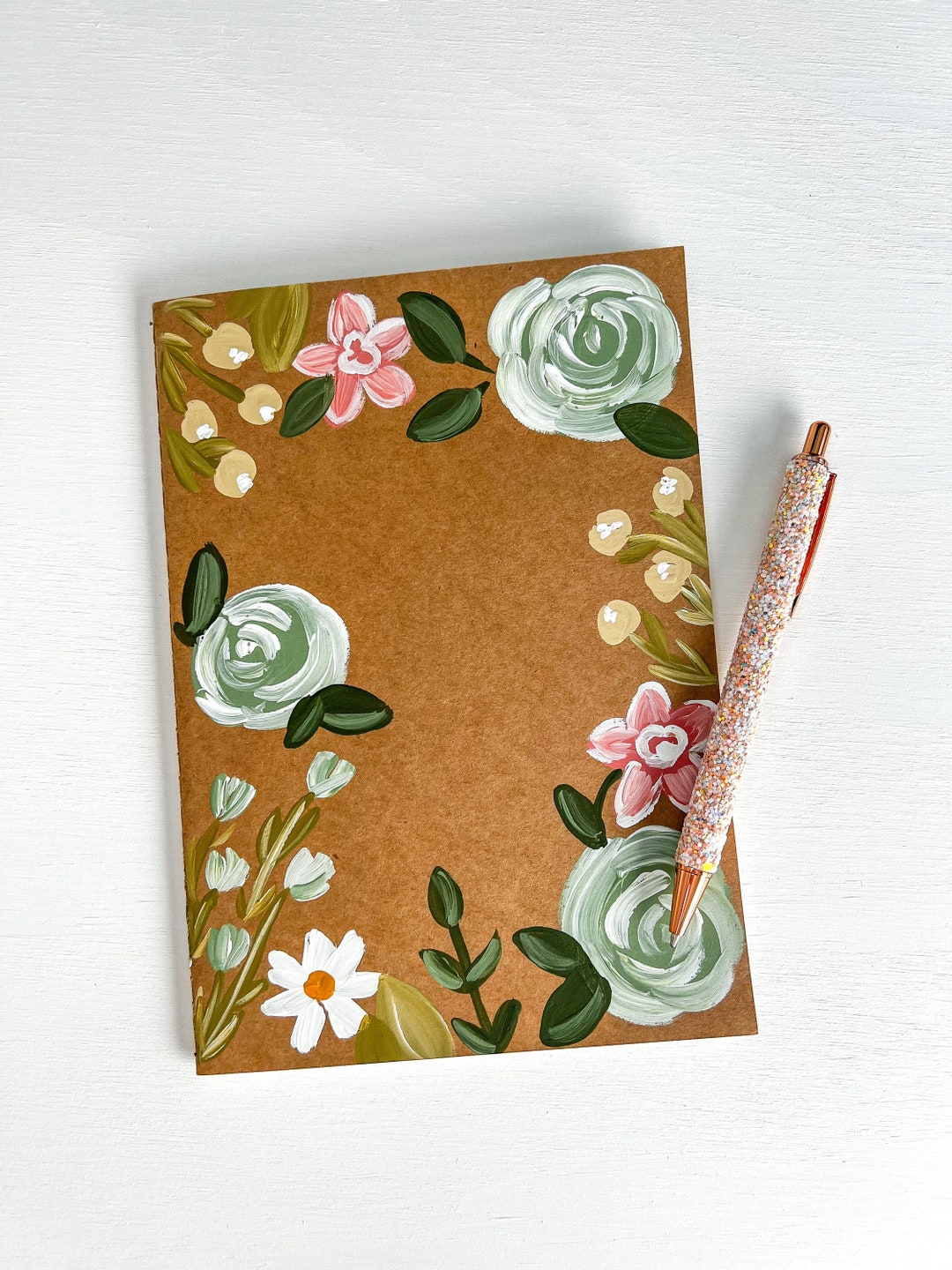 Painted Journal Prayer Journal Painted Flowers Glitter - Etsy