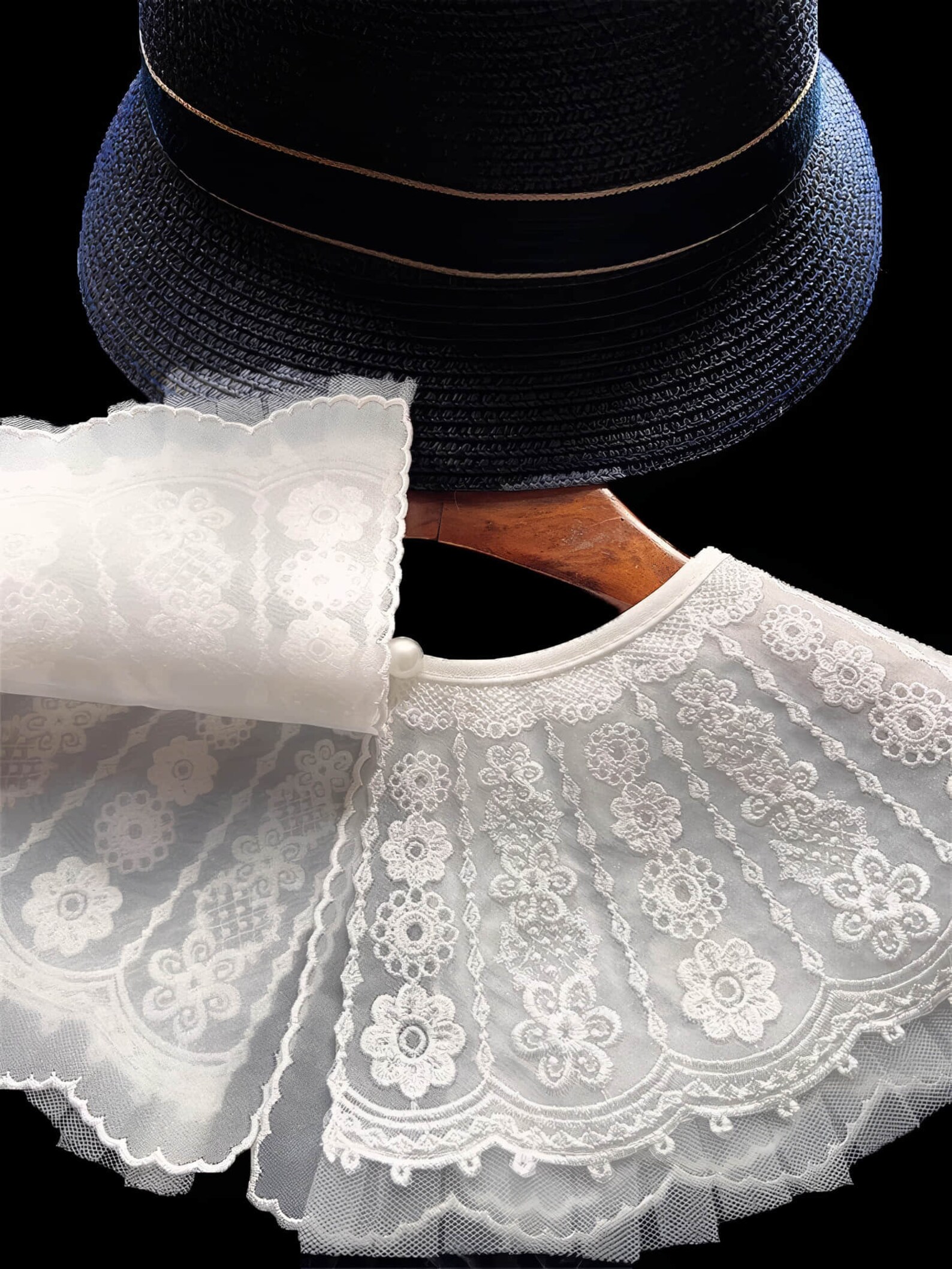 Chanel-inspired Lace Beaded Button Shawl Collar Capelet: Elegant ...