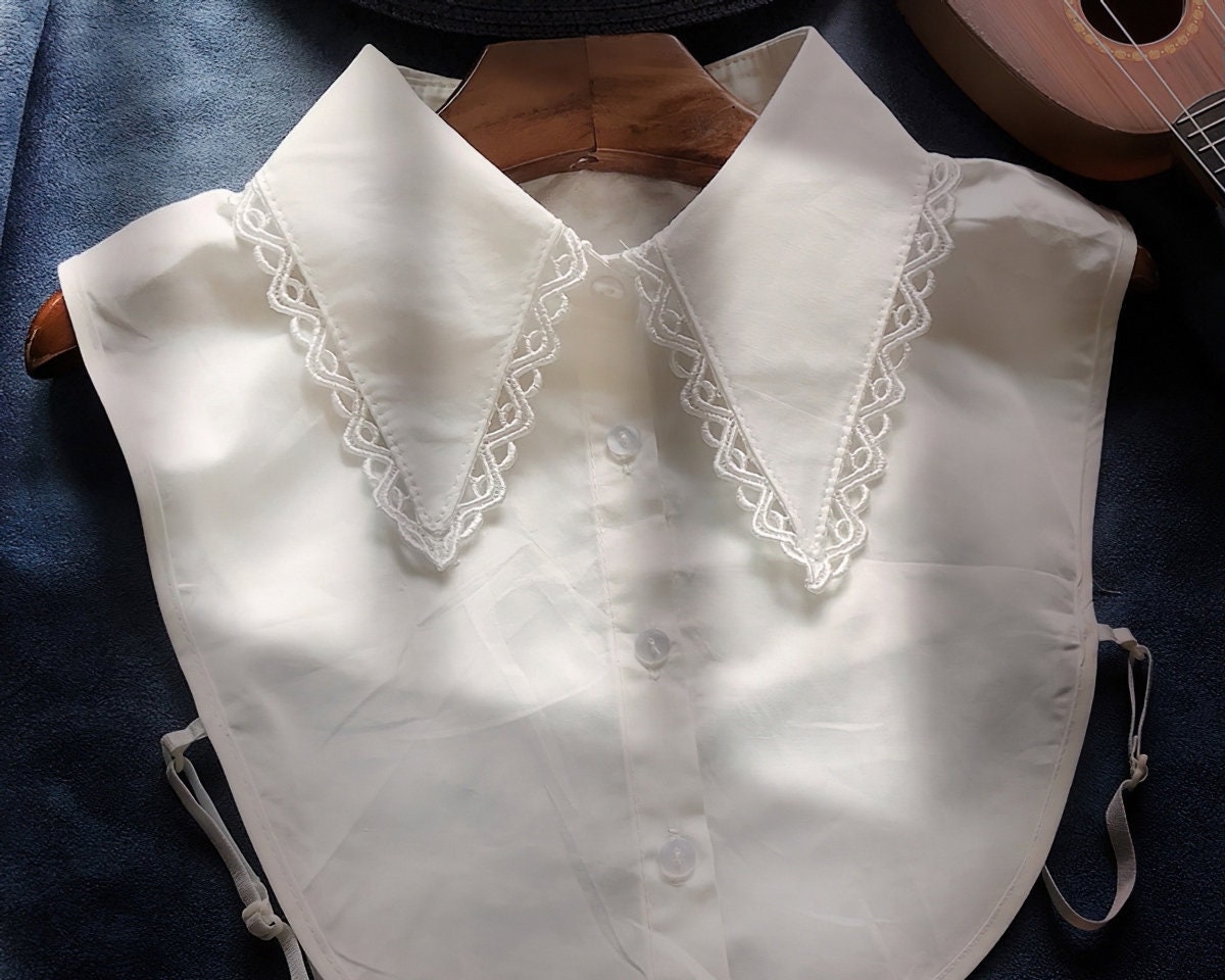 Fake Lace Collar Detachable Front Tie Shirts White False - Etsy