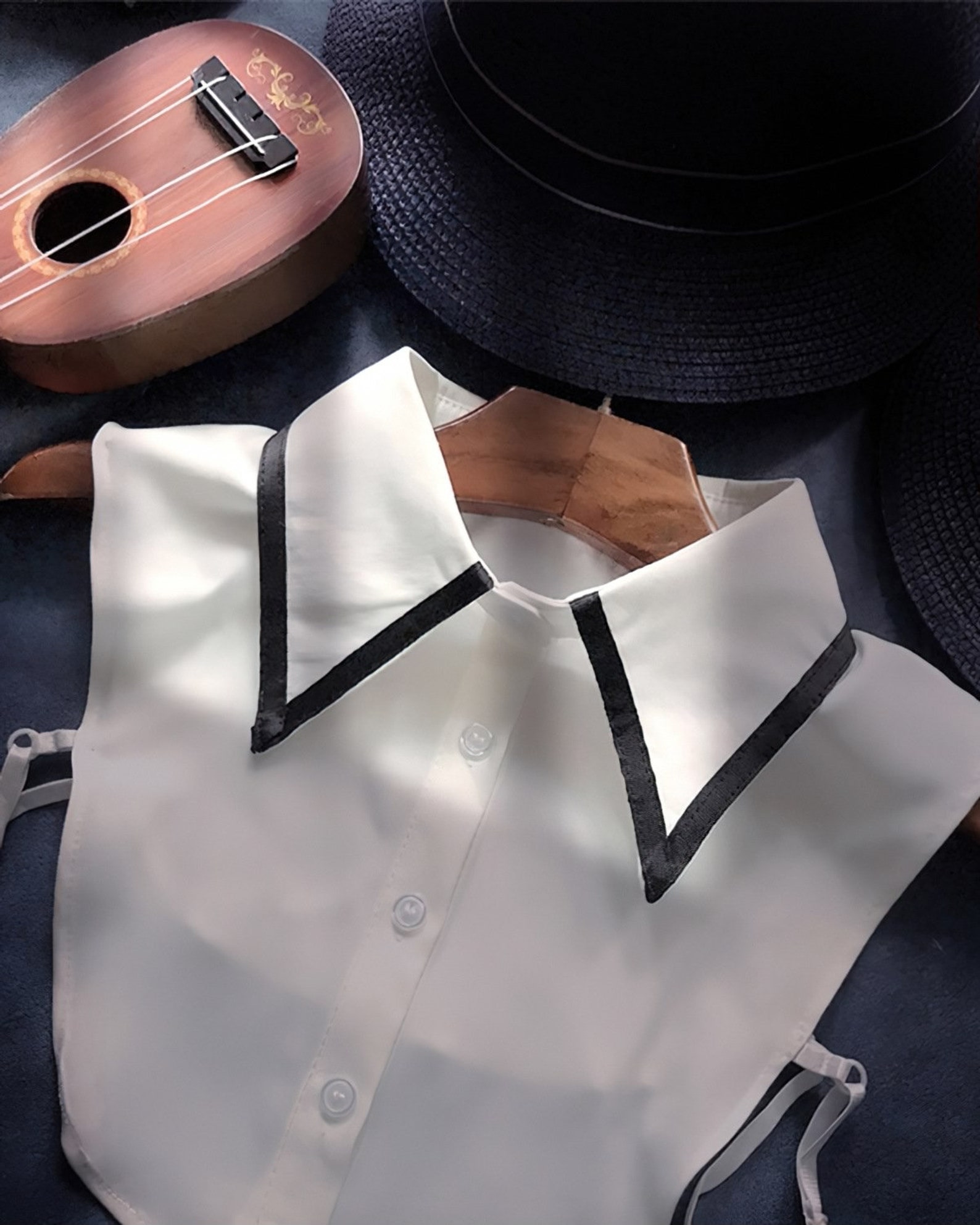 Fake Collar Detachable Front Tie Shirts White False Vintage Petal ...