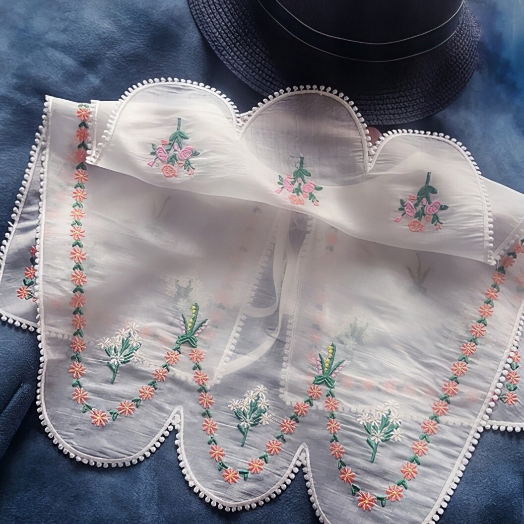 Yarn Fake Collar, Embroidered Flowers False Faux Collar, Detachable ...
