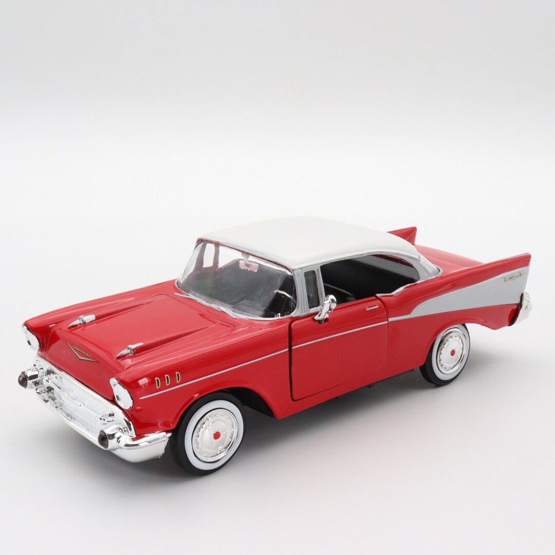 1957 Red Chevy Bel Air Model Car|scale 1/24 Diecast Car|vintage Model ...