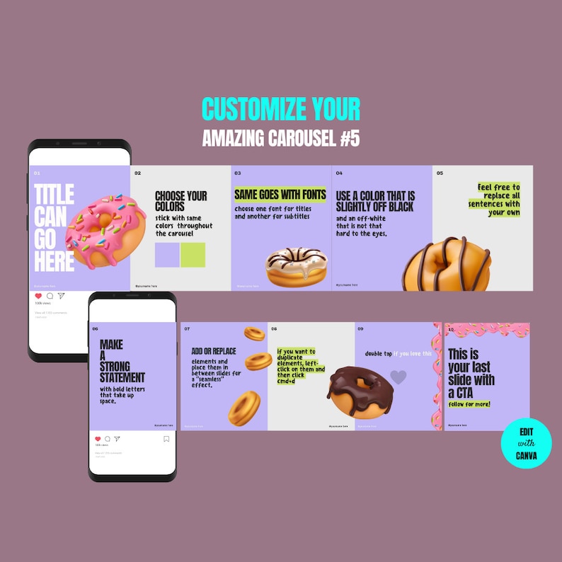 10 Slide Fully Customizable Instagram Carousel - Etsy