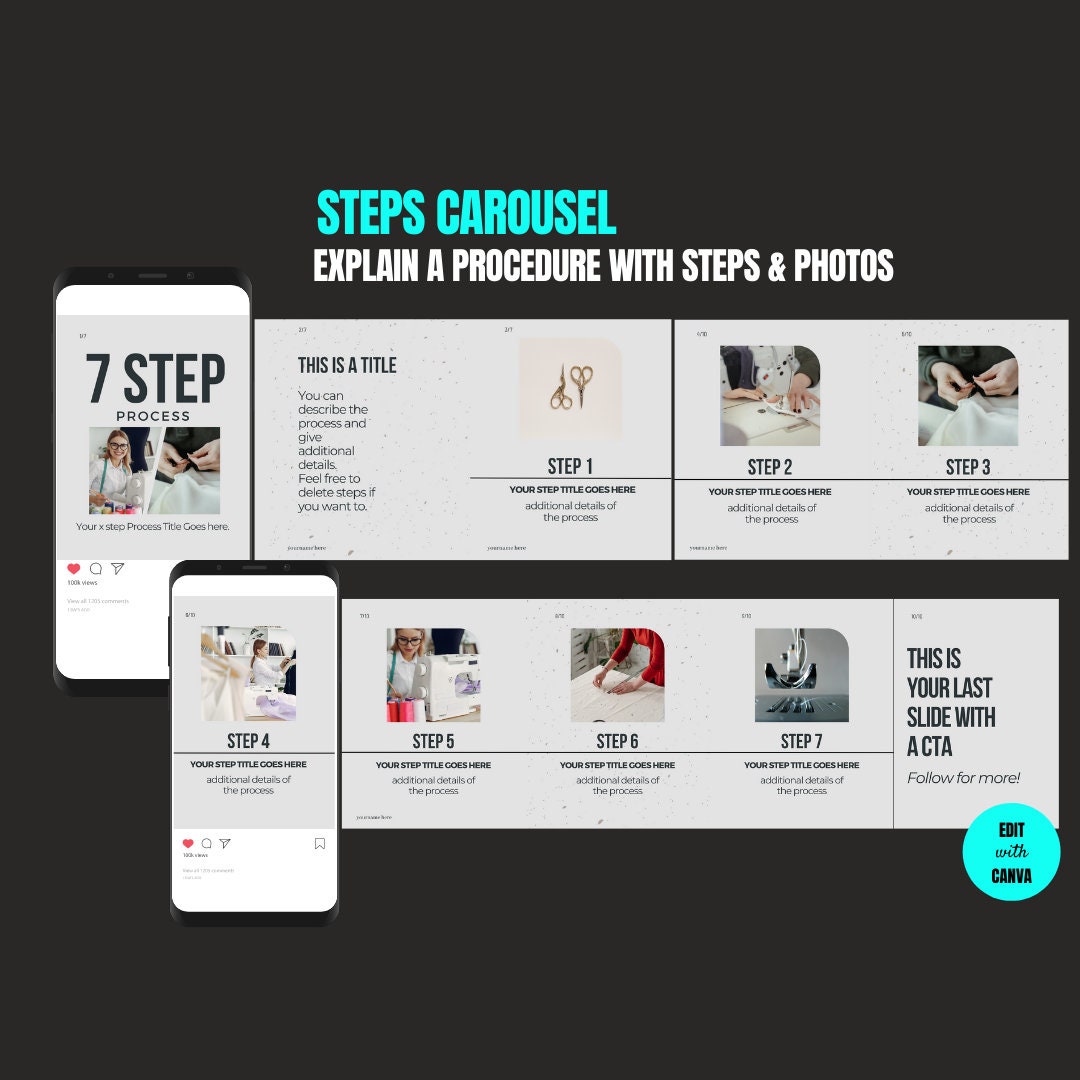 10 Slide Fully Customizable Carousel Instagram Template - Etsy