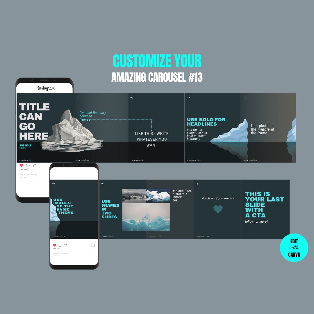 10 Slide Fully Customizable Instagram Carousel - Etsy