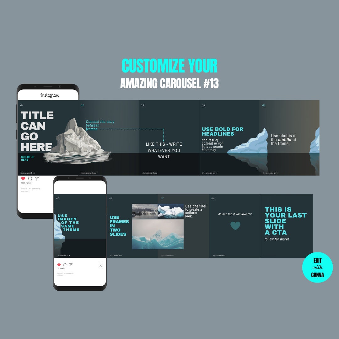 10 Slide Fully Customizable Instagram Carousel - Etsy