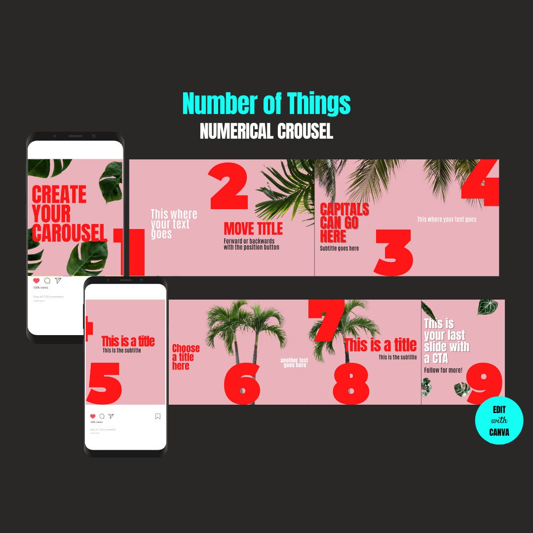 10 Slide Fully Customizable Instagram Carousel - LISTS - Etsy