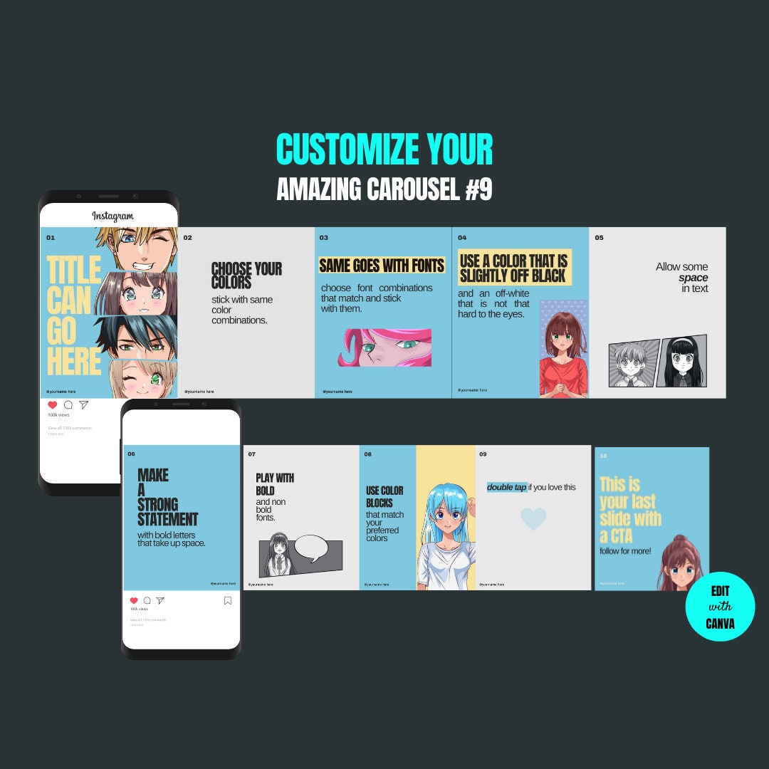 Fully Customizable 10 Slide Instagram Carousel - Etsy