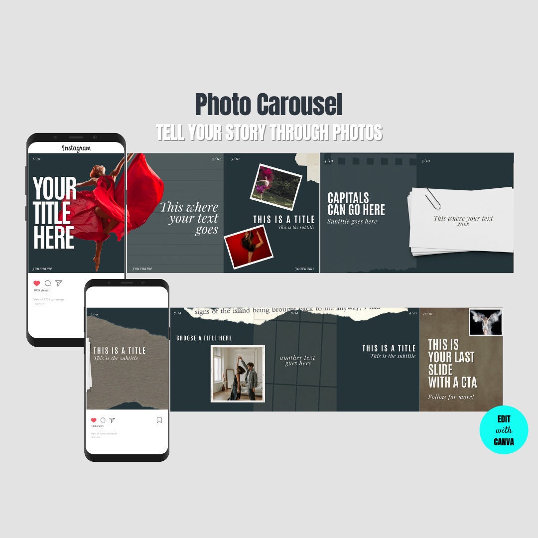 10 Slide Fully Customizable Instagram Carousel - PHOTOS - Etsy