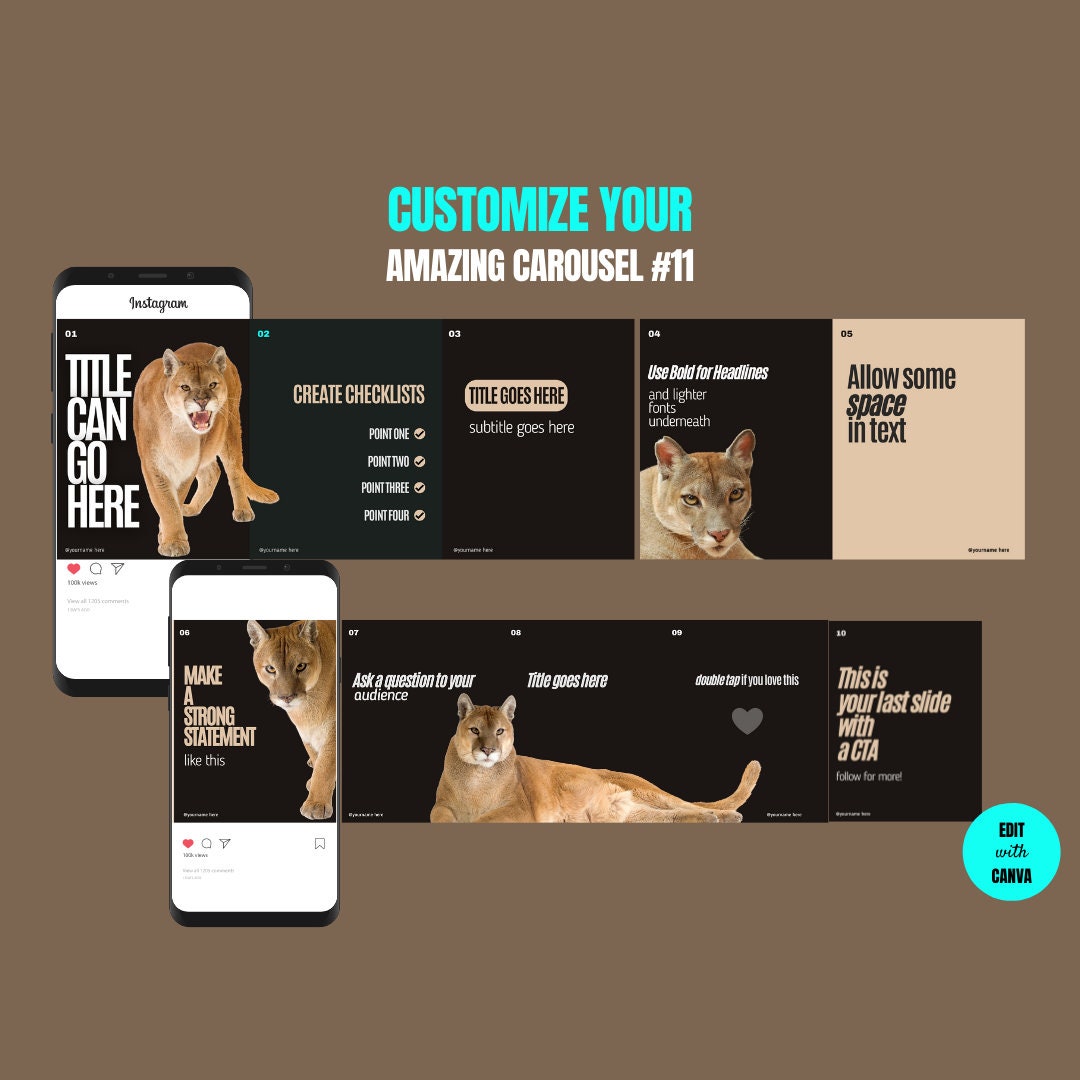 10 Slide Fully Customizable Instagram Carousel - Etsy