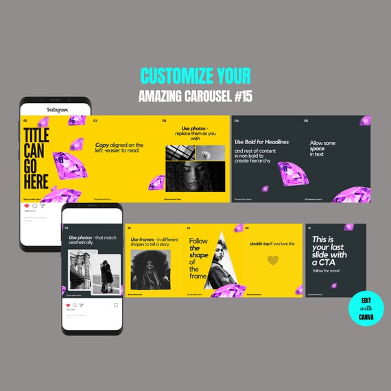 10 Slide Fully Customizable Instagram Carousel - Etsy