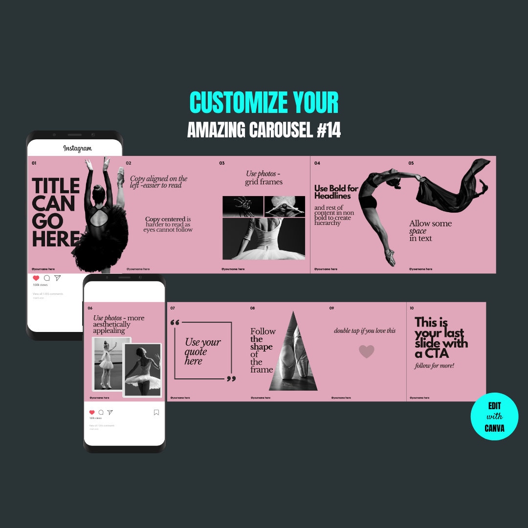 10 Slide Fully Customizable Instagram Carousel - Etsy