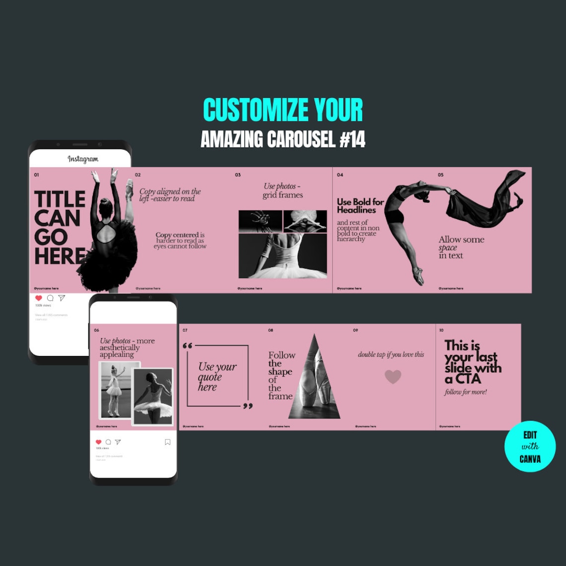 10 Slide Fully Customizable Instagram Carousel - Etsy