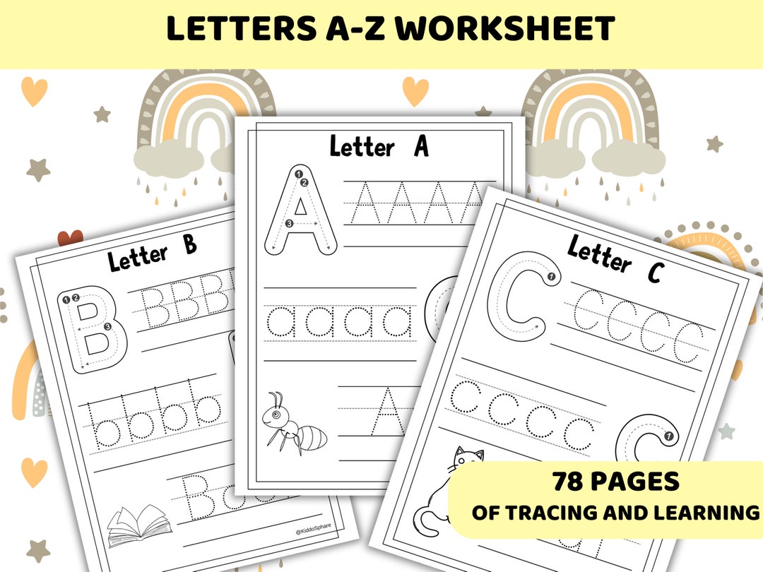 Letters A to Z Color the Alphabet Worksheets Tracing Early Education ...