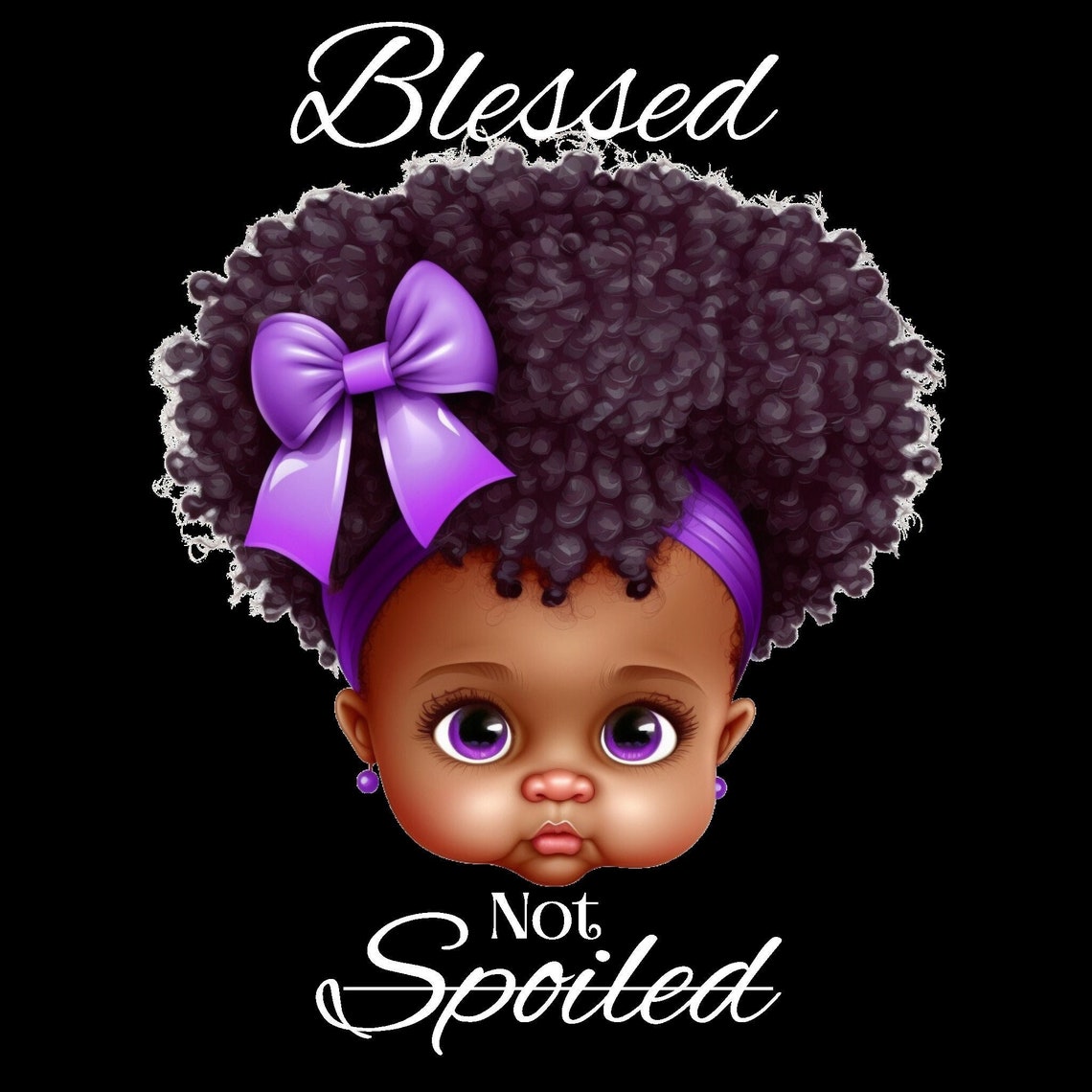 Blessed Black Baby Girl PNG Clipart | Curly Hair Black Princess | Cute ...