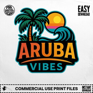 Aruba Vibes Digital PNG Download, Palm Tree, Ocean Wave Clipart, Island ...