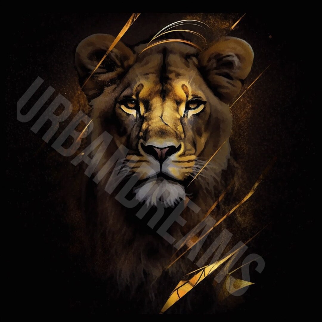 Black and Gold Lioness as Queen of the Jungle | True Hi Res Art | Wall ...